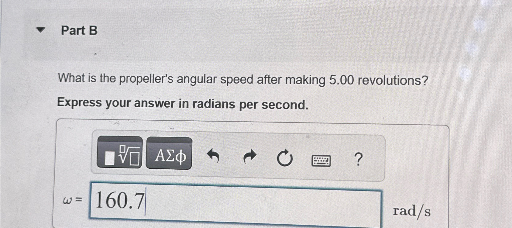 Solved Part BWhat is the propeller's angular speed after | Chegg.com