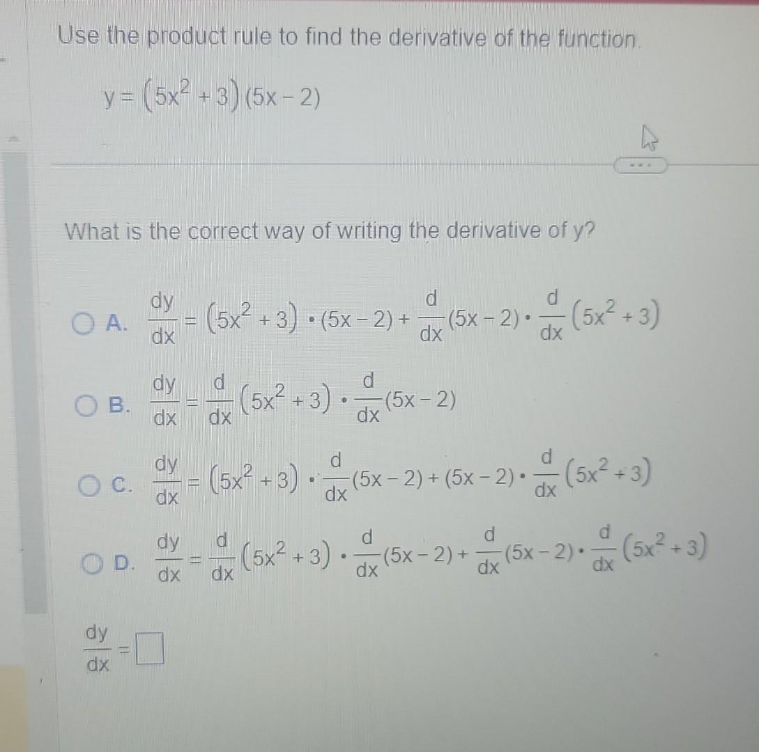 Solved Use the product rule to find the derivative of the | Chegg.com
