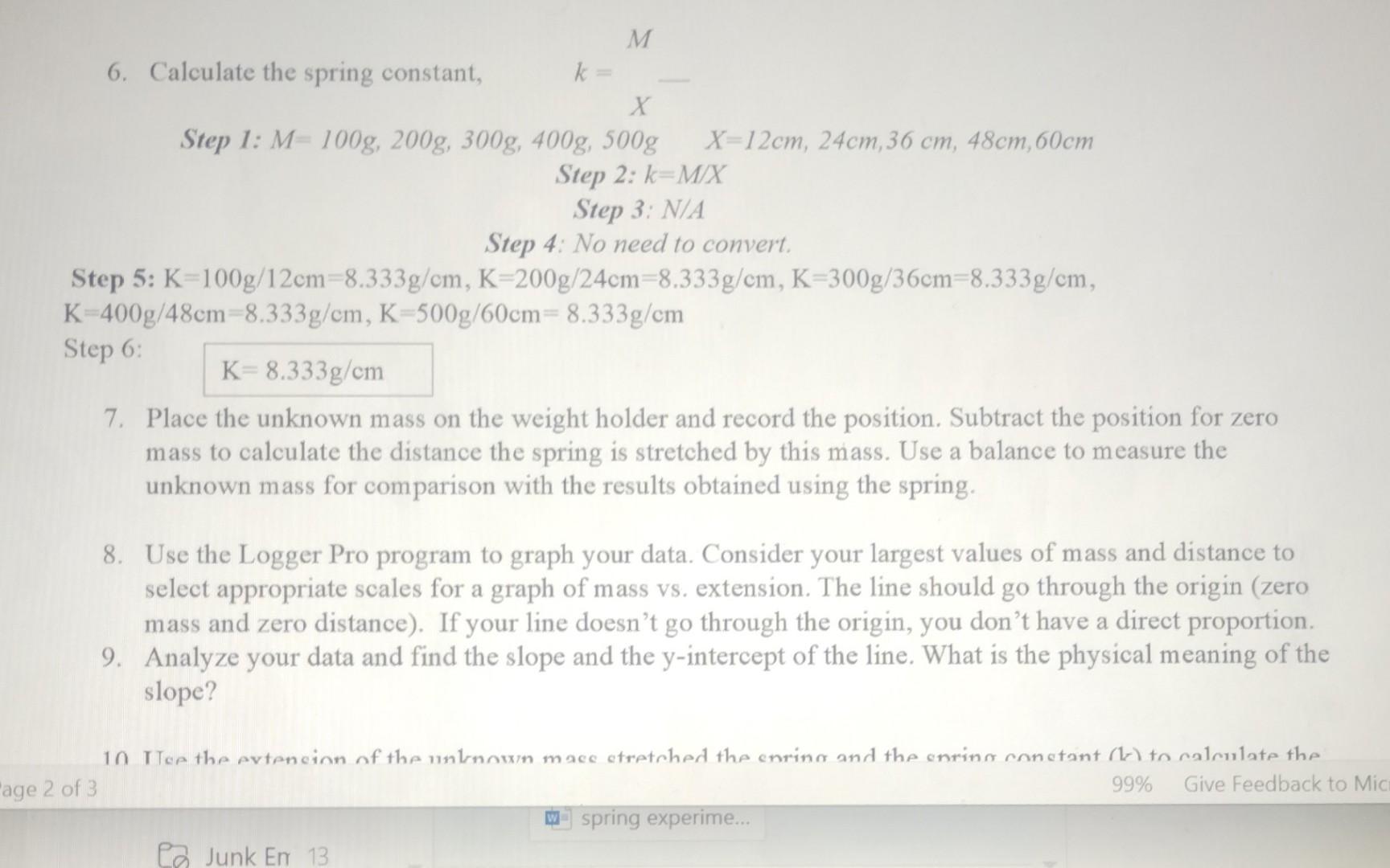 Solved SPRINGS (SP) Introduction: Consider a spring hanging | Chegg.com