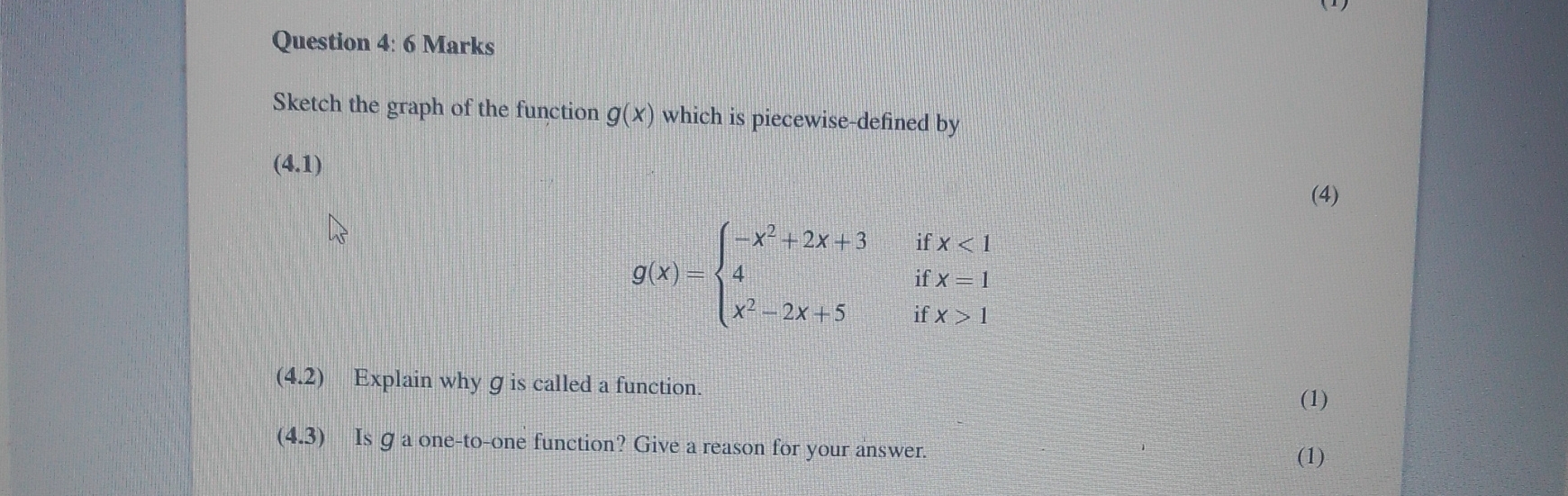 Solved Question 4: 6 ﻿MarksSketch the graph of the function | Chegg.com
