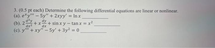 Solved 3. (0.5pt each) Determine the following differential | Chegg.com