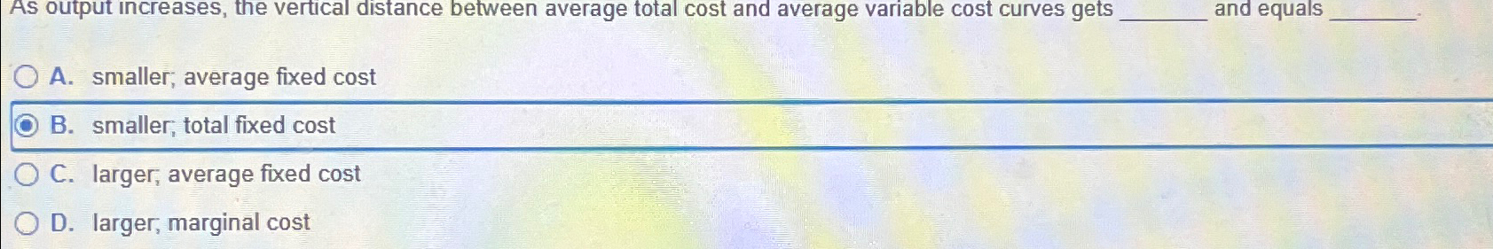 As output increases, the vertical distance between | Chegg.com