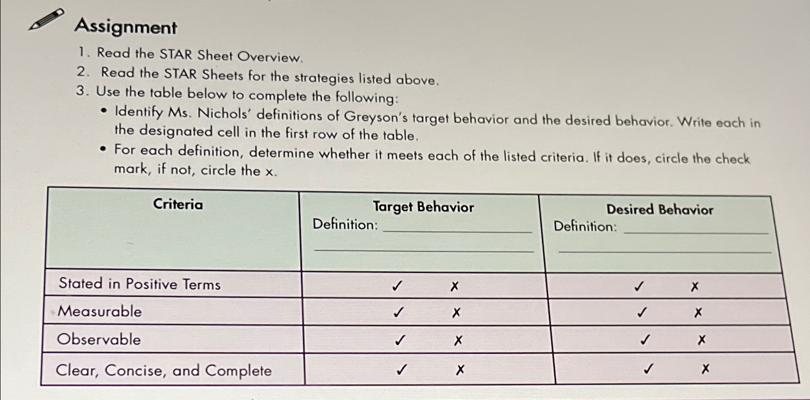 Solved AssignmentRead the STAR Sheet Overview.Read the STAR | Chegg.com