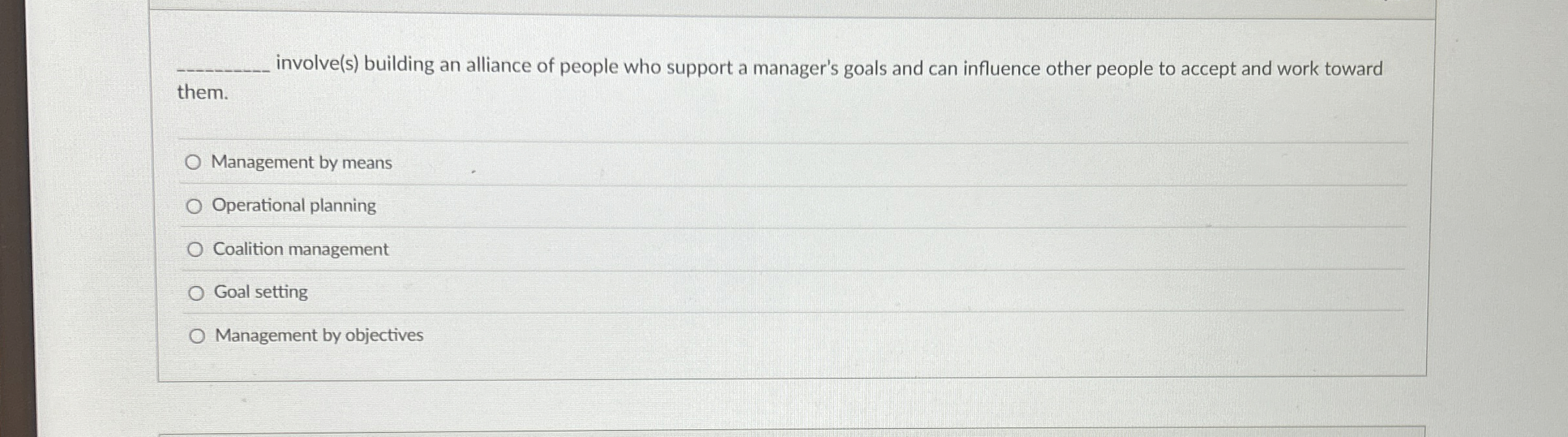 Solved q, ﻿involve(s) ﻿building an alliance of people who | Chegg.com