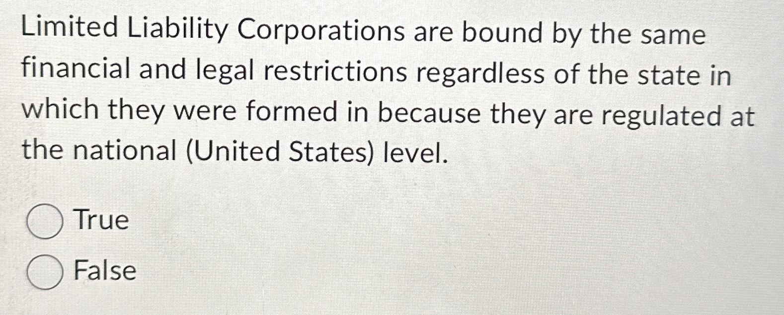 Solved Limited Liability Corporations are bound by the same | Chegg.com