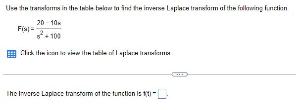 Solved Use the transforms in the table below to find the | Chegg.com
