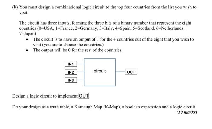 Solved (b) You must design a combinational logic circuit to | Chegg.com