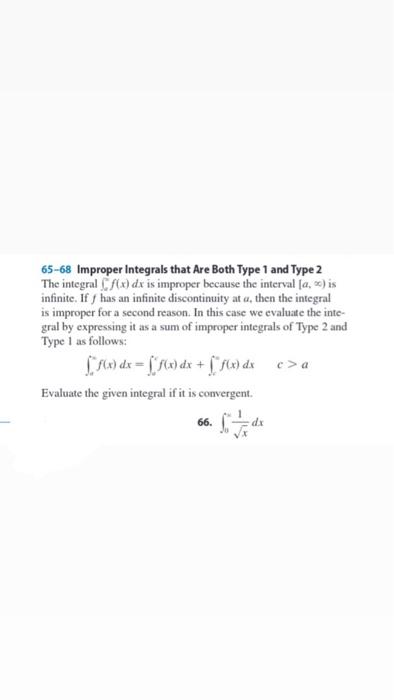 Solved 65-68 Improper Integrals that Are Both Type 1 and | Chegg.com