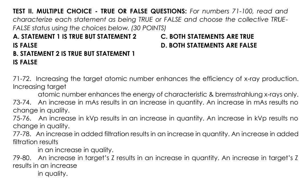 Solved TEST II. MULTIPLE CHOICE - TRUE OR FALSE QUESTIONS: | Chegg.com