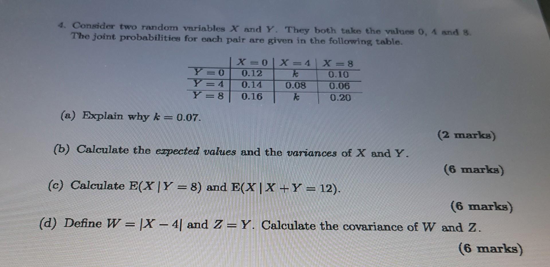 4. Consider two random variables X and Y. They both | Chegg.com