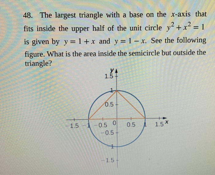 Solved 48. The largest triangle with a base on the x-axis | Chegg.com