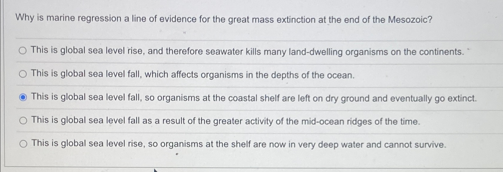 Solved Why is marine regression a line of evidence for the | Chegg.com