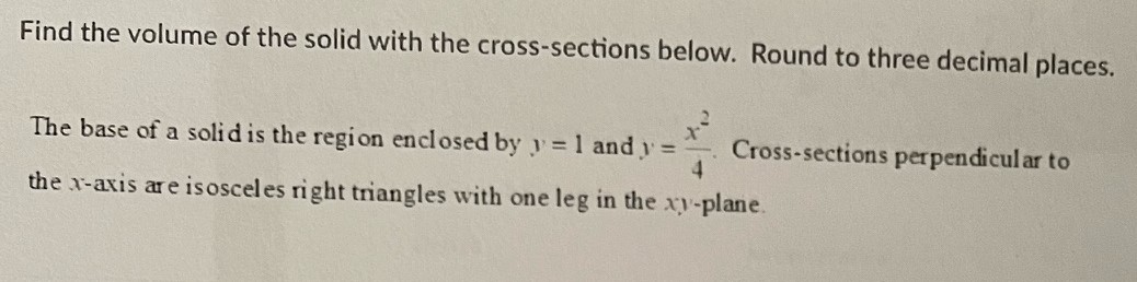 Solved Find the volume of the solid with the cross-sections | Chegg.com