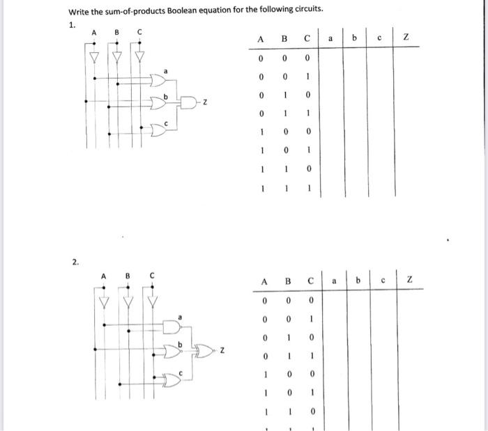 Solved Write the sum-of-products Boolean equation for the | Chegg.com