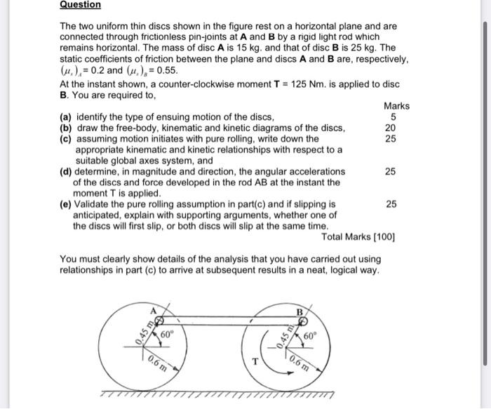 Solved The two uniform thin discs shown in the figure rest | Chegg.com