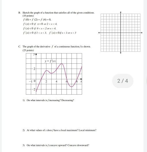 Solved B. Sketch the graph of a function that satisfies all | Chegg.com