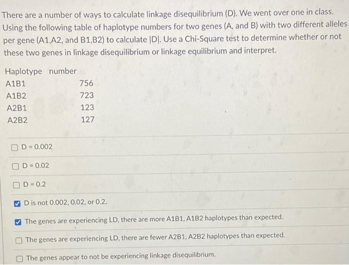 Solved There are a number of ways to calculate linkage | Chegg.com