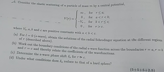 Solved Consider the elaatic scattering of a particle of mass | Chegg.com
