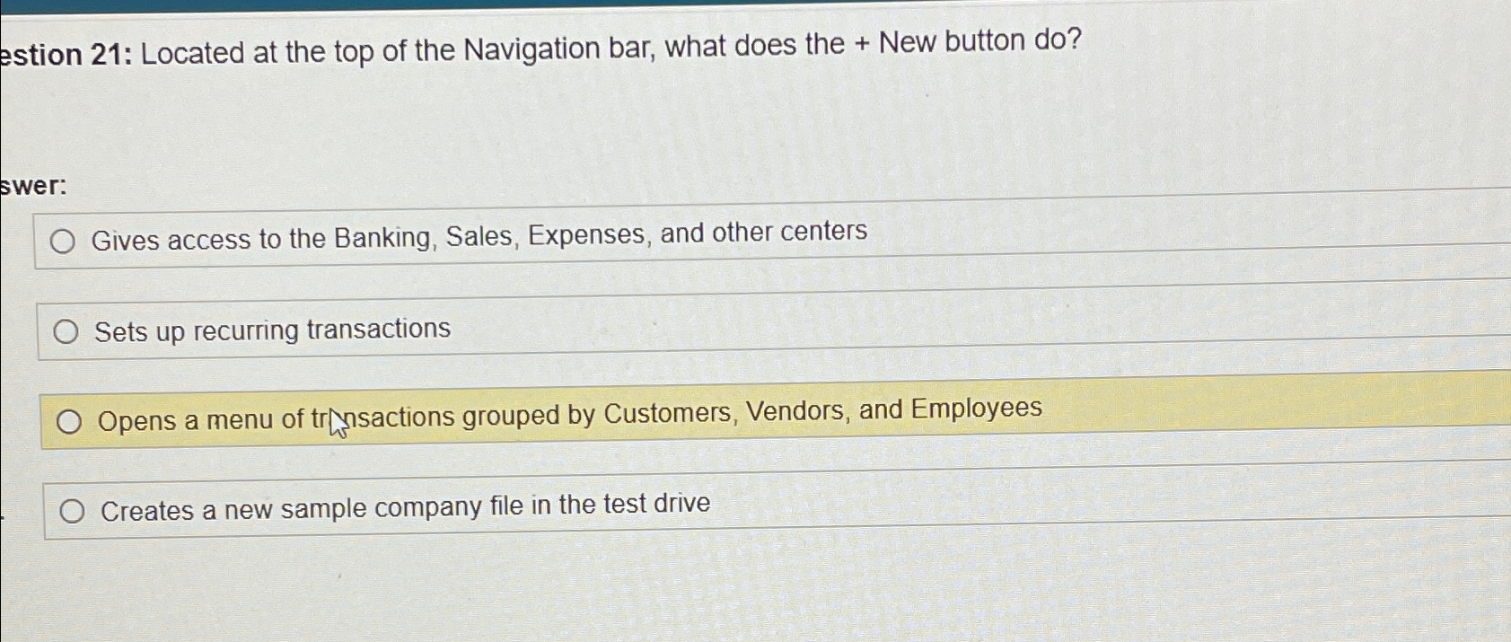 Solved estion 21: Located at the top of the Navigation bar, | Chegg.com