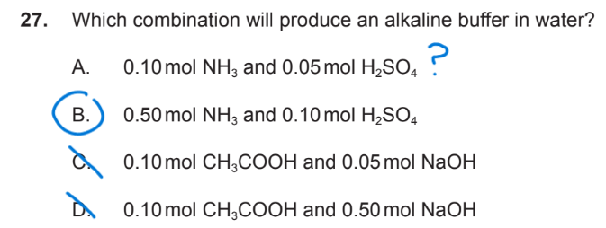 Solved Which combination will produce an alkaline buffer in | Chegg.com