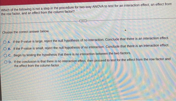 Solved Which of the following is not a step in the procedure | Chegg.com