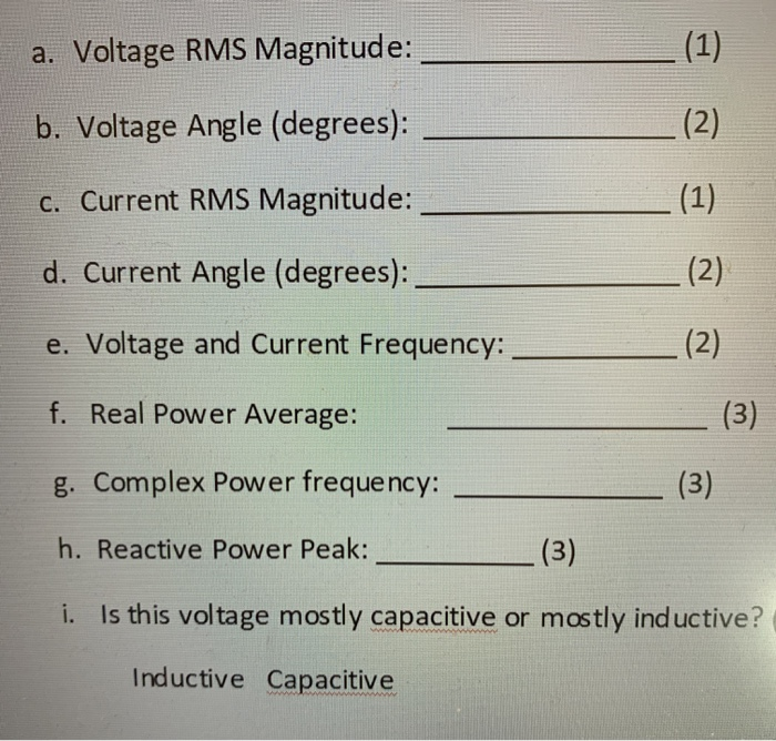 Solved Determine the following values from the given | Chegg.com