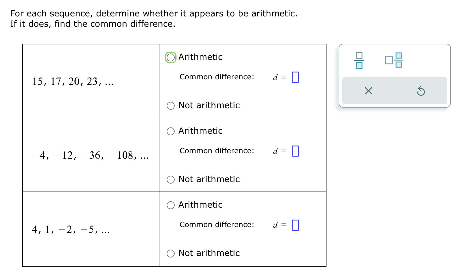 Solved For each sequence, determine whether it appears to be | Chegg.com