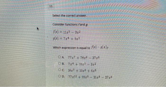 Solved Select the correct answer. Consider functions fand g. | Chegg.com