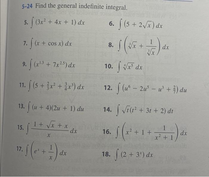 Solved 5-24 Find the general indefinite integral. 5. | Chegg.com