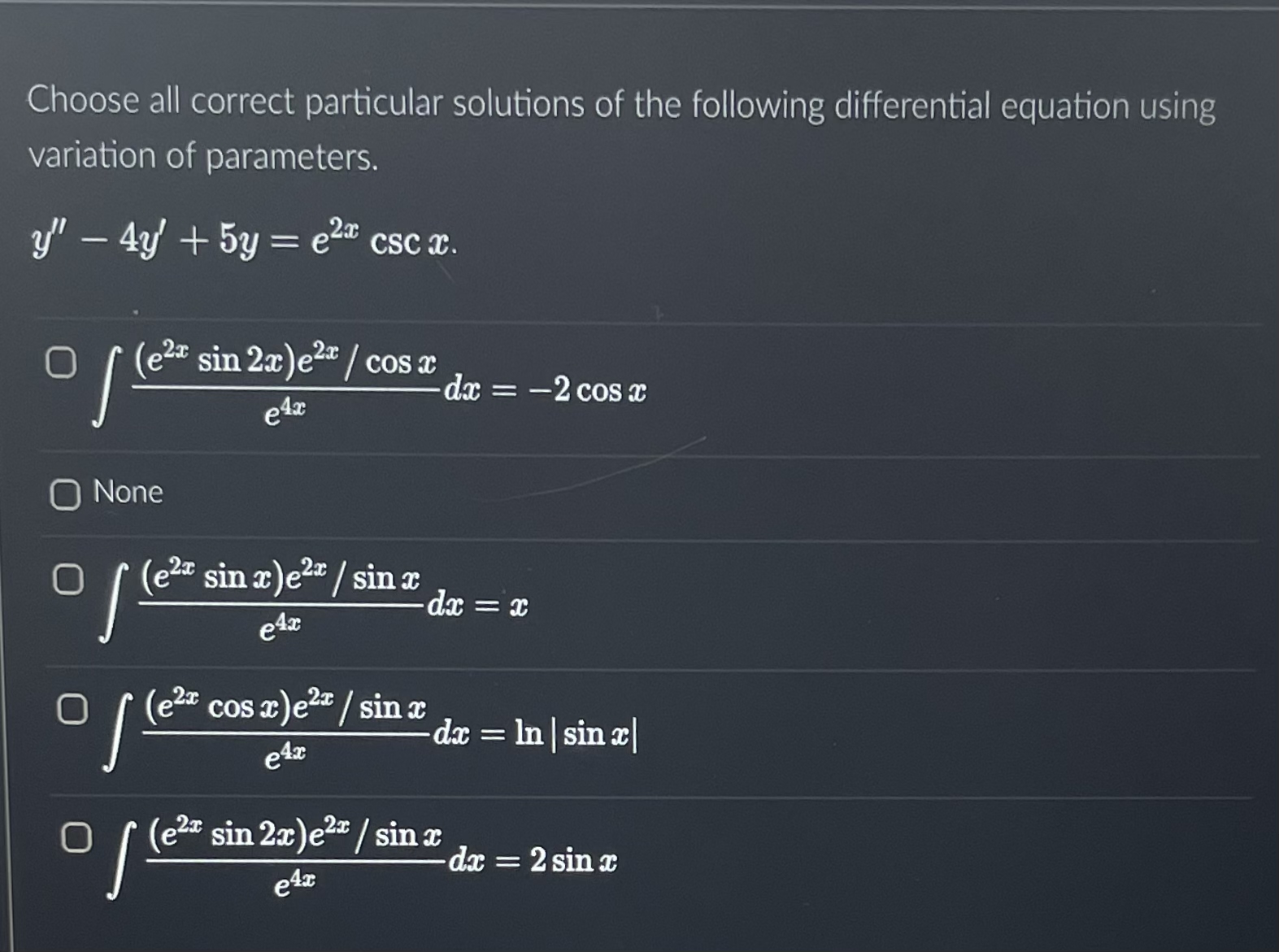 Solved Choose all correct particular solutions of the | Chegg.com