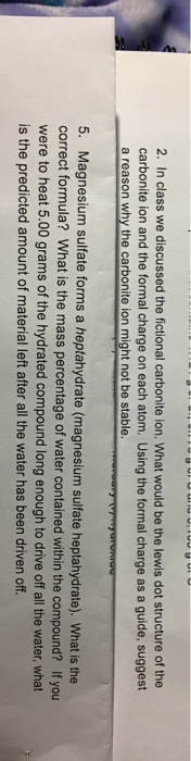 Solved 2. In class we discussed the fictional carbonite ion. | Chegg.com