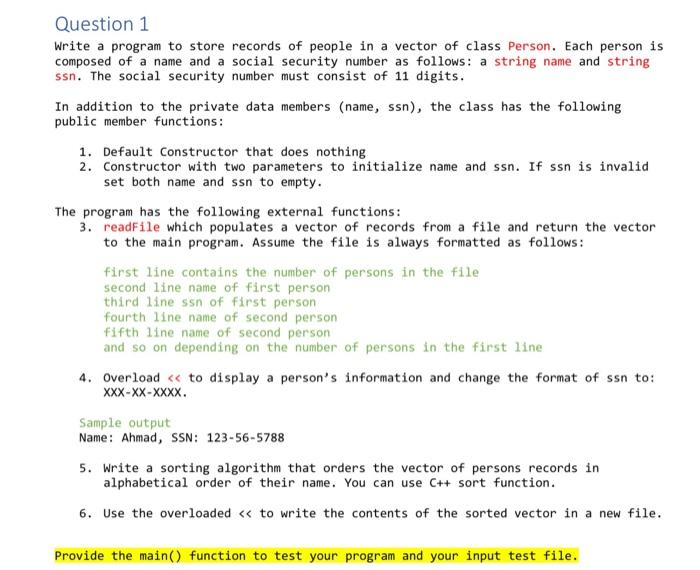 Solved Question 1 Write a program to store records of people | Chegg.com