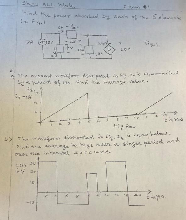 Solved Show ALL Work. Exam \#1 1. Find the power absorbed by | Chegg.com