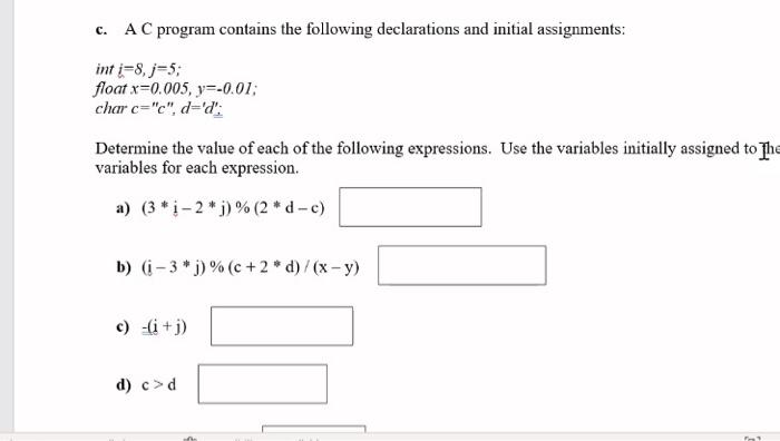 Solved C. A C program contains the following declarations | Chegg.com