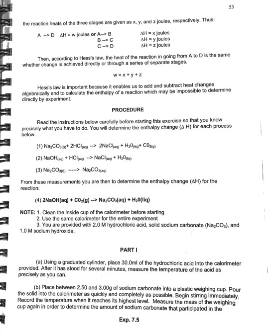 49 Experiment #7 CALORIMETRY CHM 1045L/CHM 1046L | Chegg.com