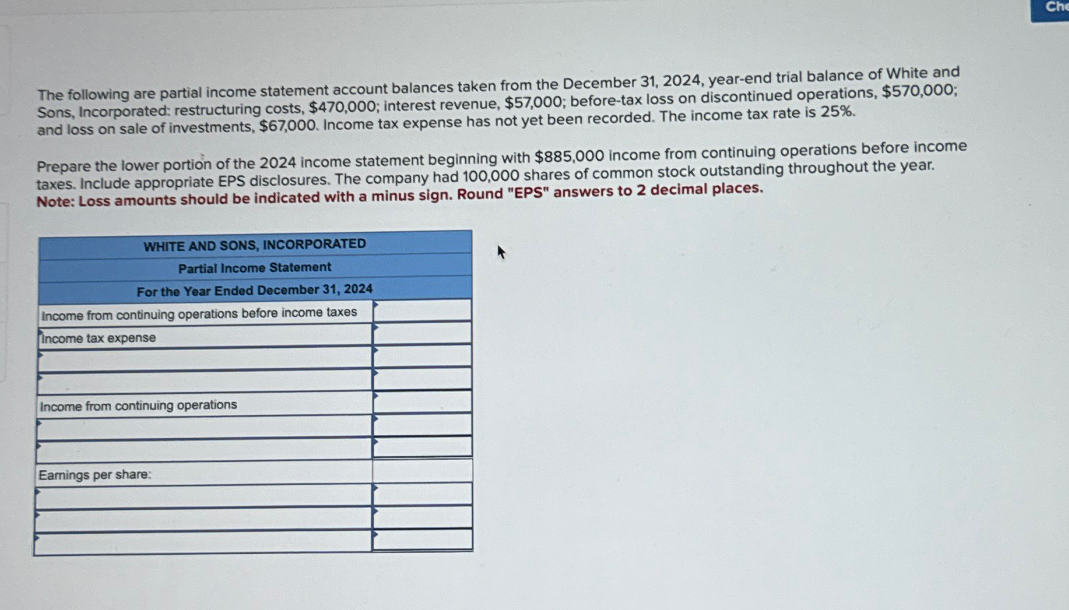 Solved The following are partial income statement account | Chegg.com