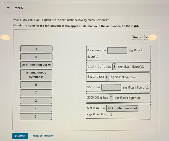 Solved Part A How many significant figures are in each of | Chegg.com