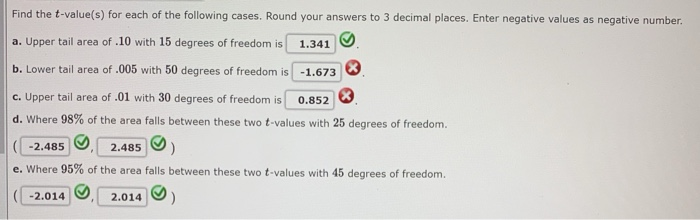 Solved Find the t-value(s) for each of the following cases. | Chegg.com