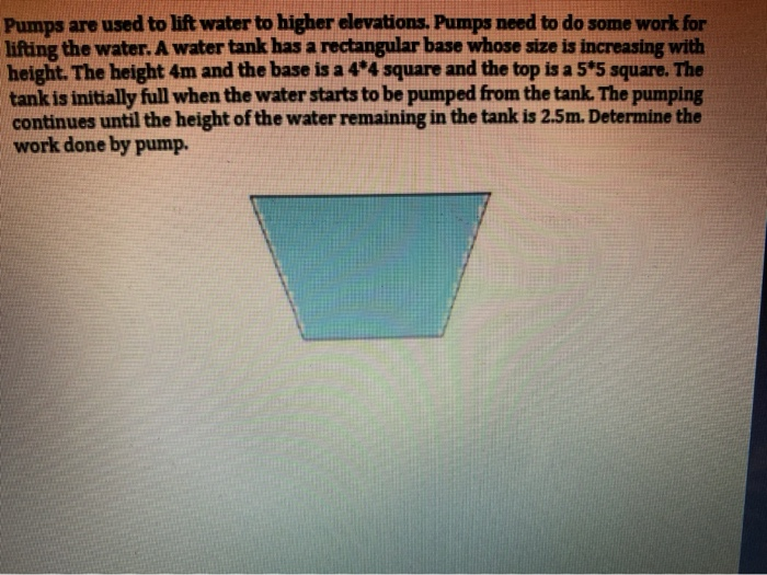 Solved Pumps are used to lift water to higher elevations. | Chegg.com