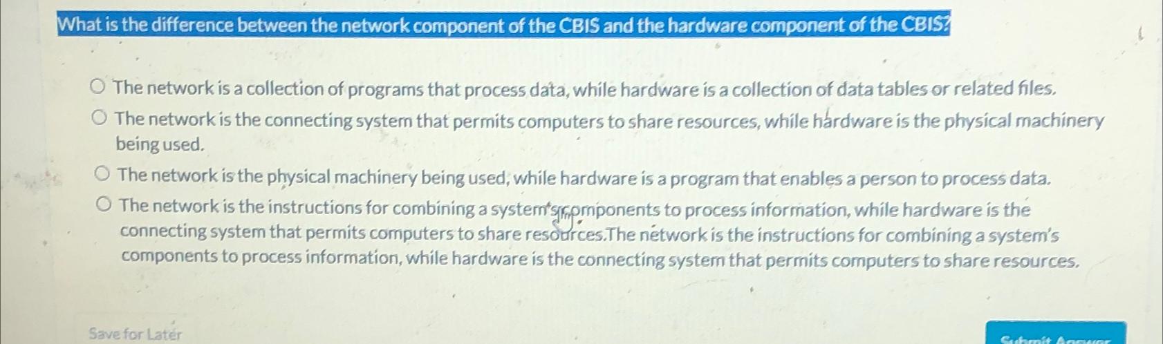 Solved What is the difference between the network component | Chegg.com