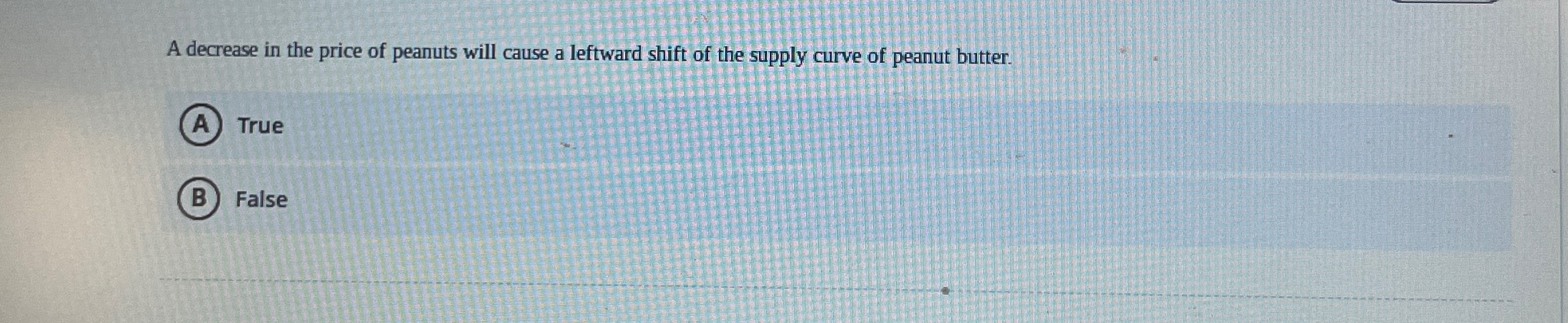 Solved A decrease in the price of peanuts will cause a | Chegg.com