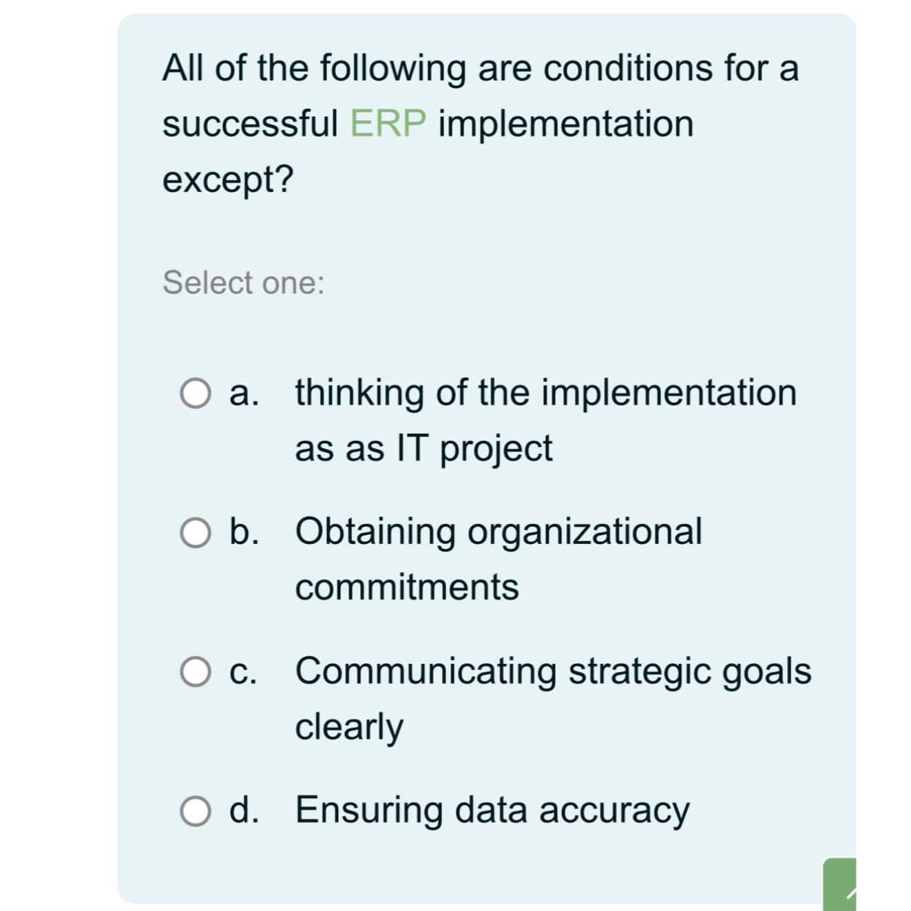 Solved All of the following are conditions for a successful | Chegg.com