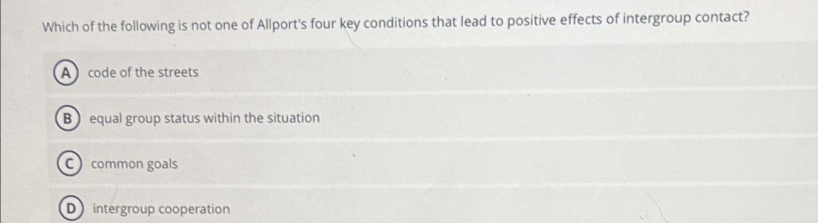 Solved Which of the following is not one of Allport's four | Chegg.com