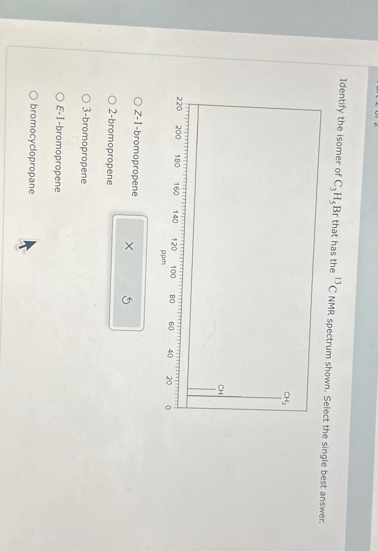 Solved Identify the isomer of C3H5Br ﻿that has the ?13C ﻿NMR | Chegg.com