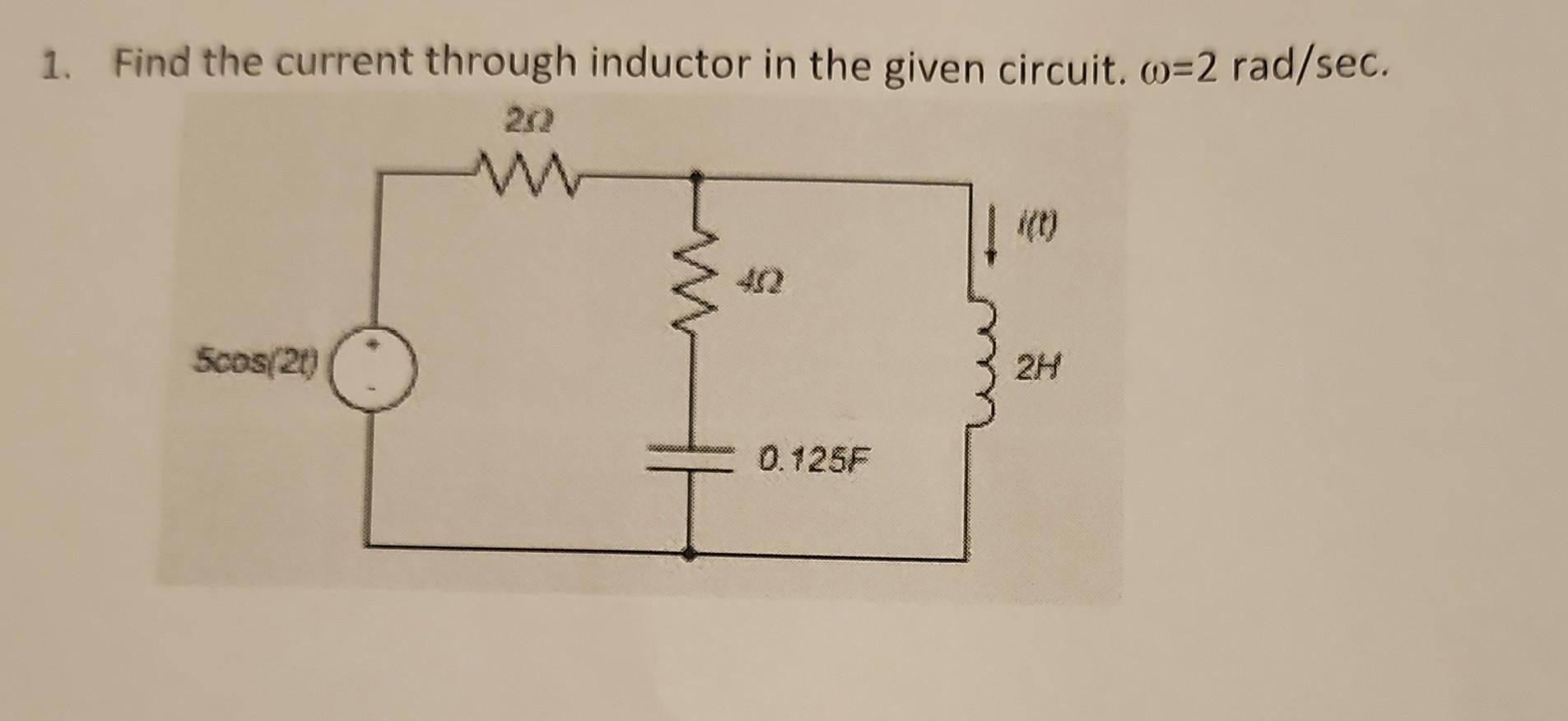Solved Find the current through inductor in the given | Chegg.com