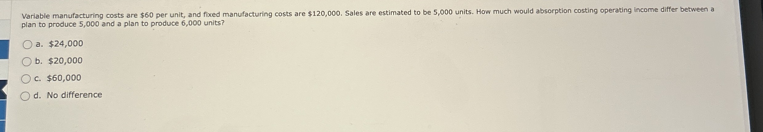 Solved Variable manufacturing costs are $60 ﻿per unit, and | Chegg.com
