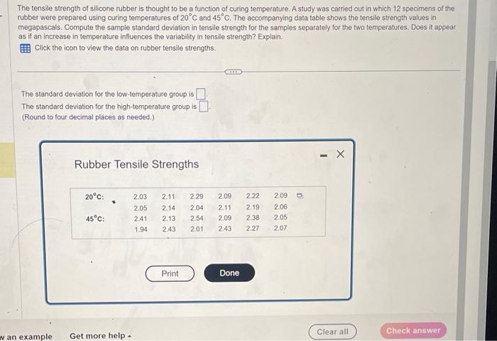 Solved The tensile strength of silicone rubber is thought to | Chegg.com