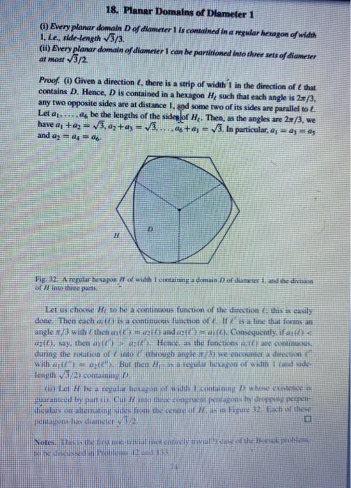 (i) Every planar domain D of dlameter I is contained | Chegg.com