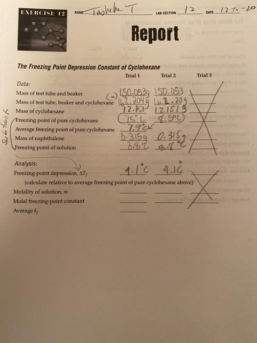 Solved EXERCISE 12 NAME am Tashehe T 127-20 LAB SECTION DATE | Chegg.com