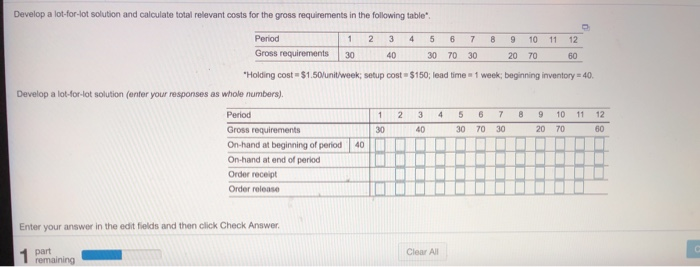 Solved Develop a lot-for-lot solution and calculate total | Chegg.com